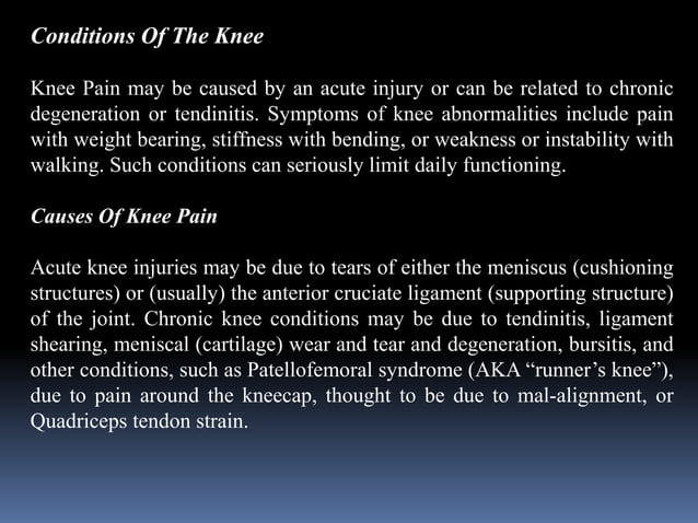 Knee Pain.pptx | Death, Injury, or Military Conflict | Sensitive Topics
