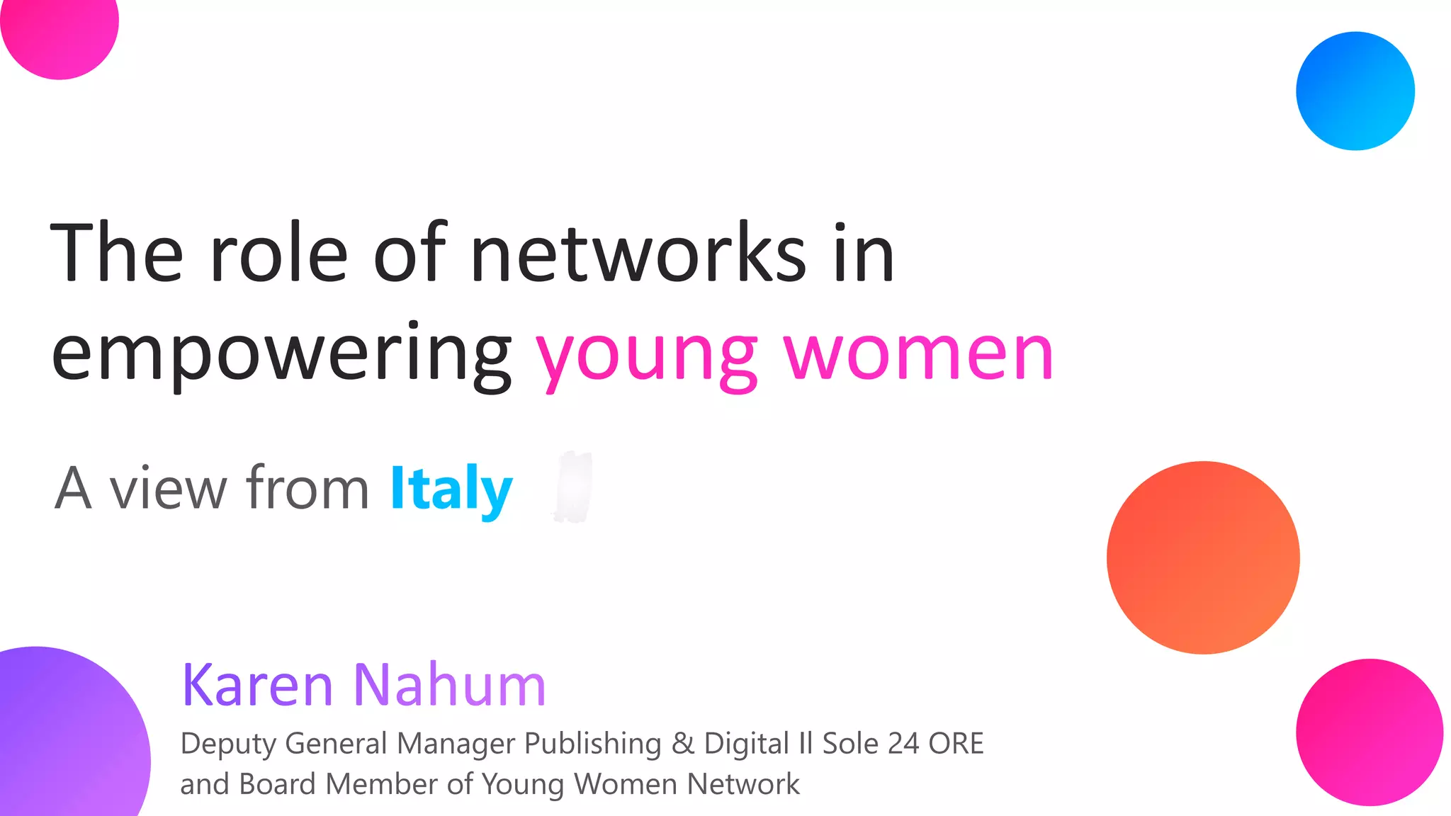 The role of networks in empowering young women, a view from Italy | PPT