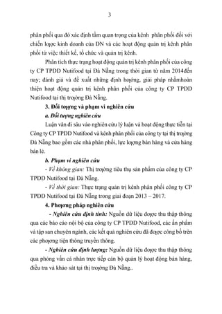 Quản trị kênh phân phối của Công ty cổ phần thực phẩm dinh dưỡng Nutifood tại thị trường Đà Nẵng ...