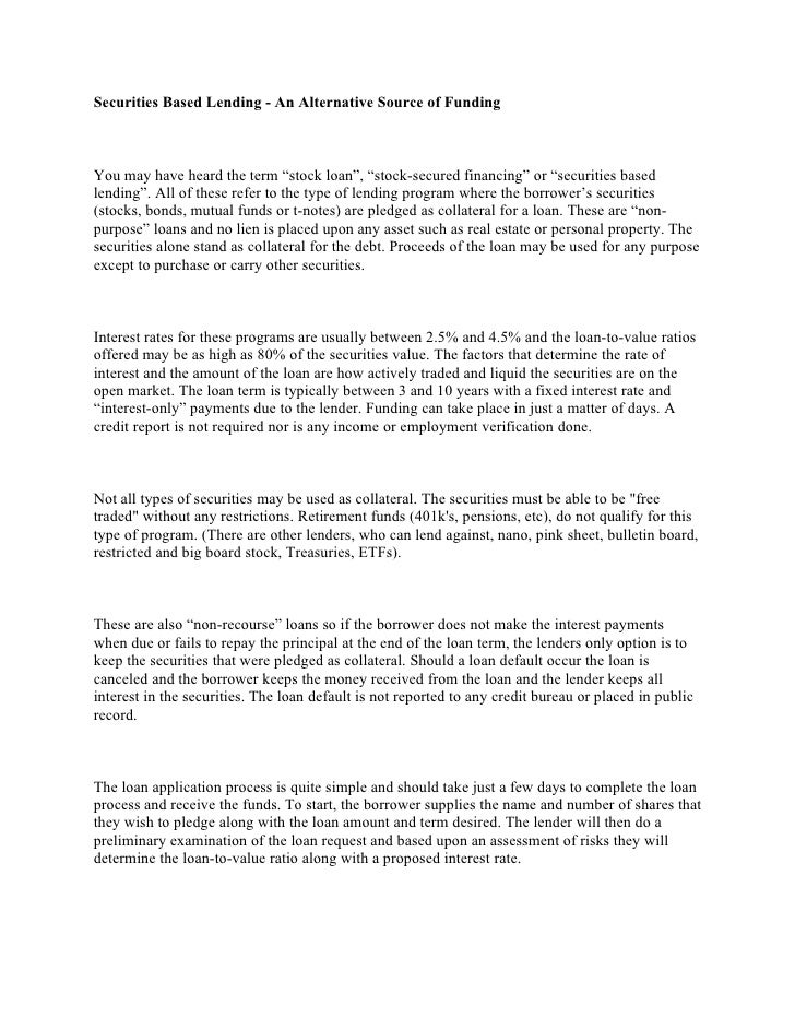 Knh Securities Based Lending