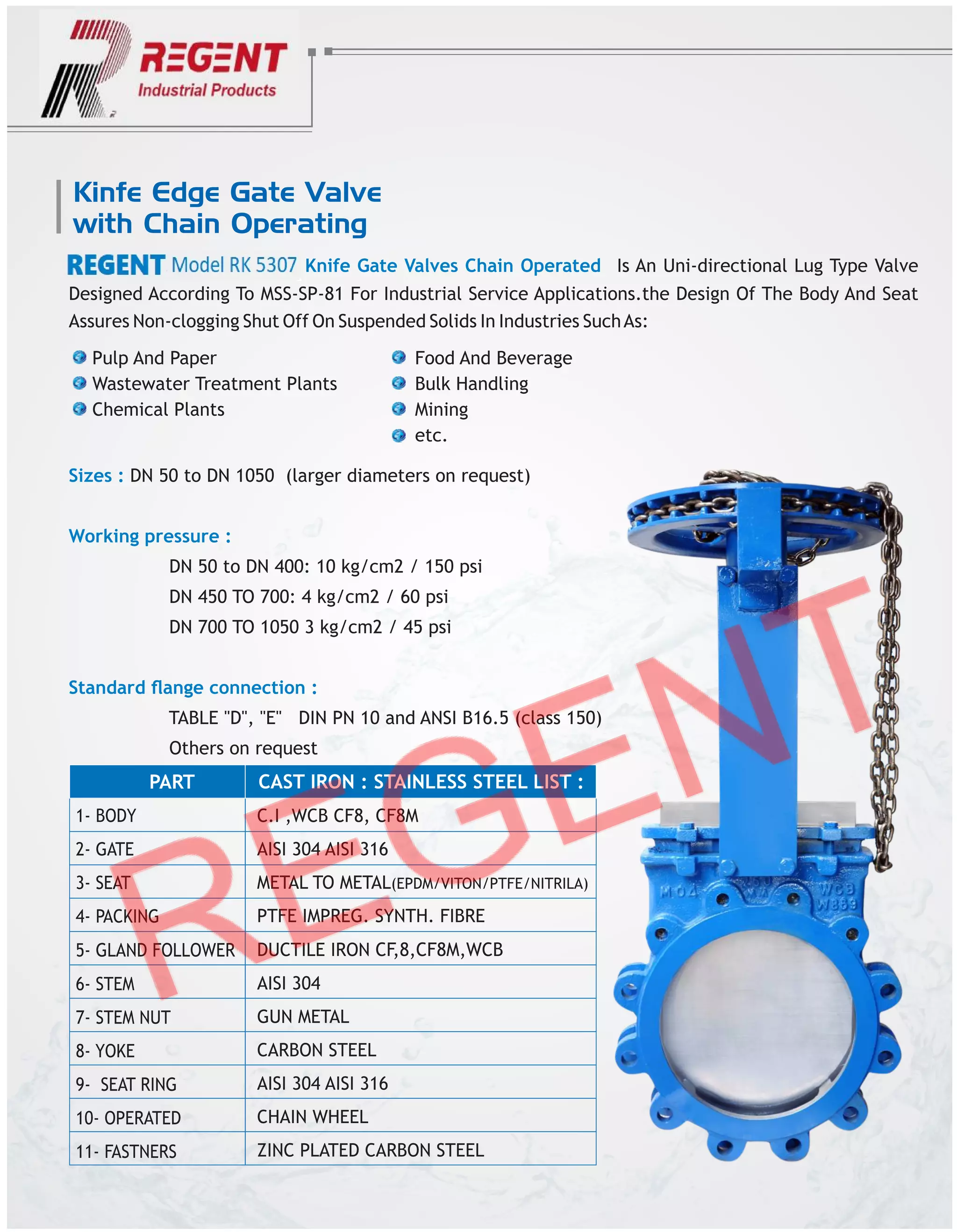 Knife edge gate valve regent industrial products ahmedabad | PDF