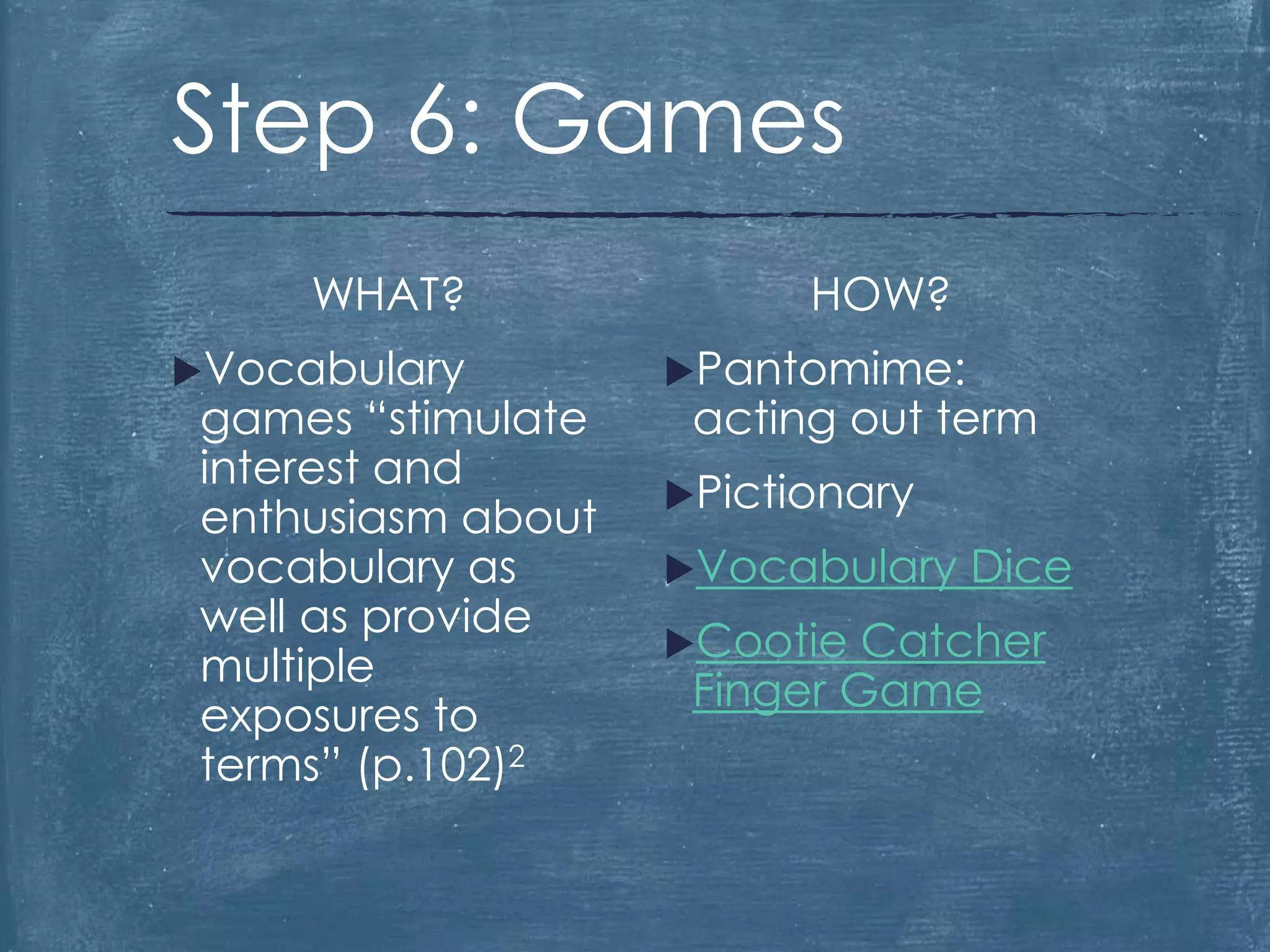 Marzano's 6 Steps for Building Academic Vocabulary | PPTX