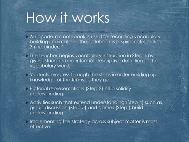 Marzano's 6 Steps for Building Academic Vocabulary | PPTX