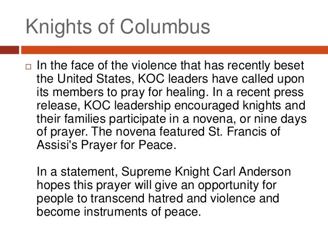 Knights of Columbus Join in a Nationwide Prayer for Peace