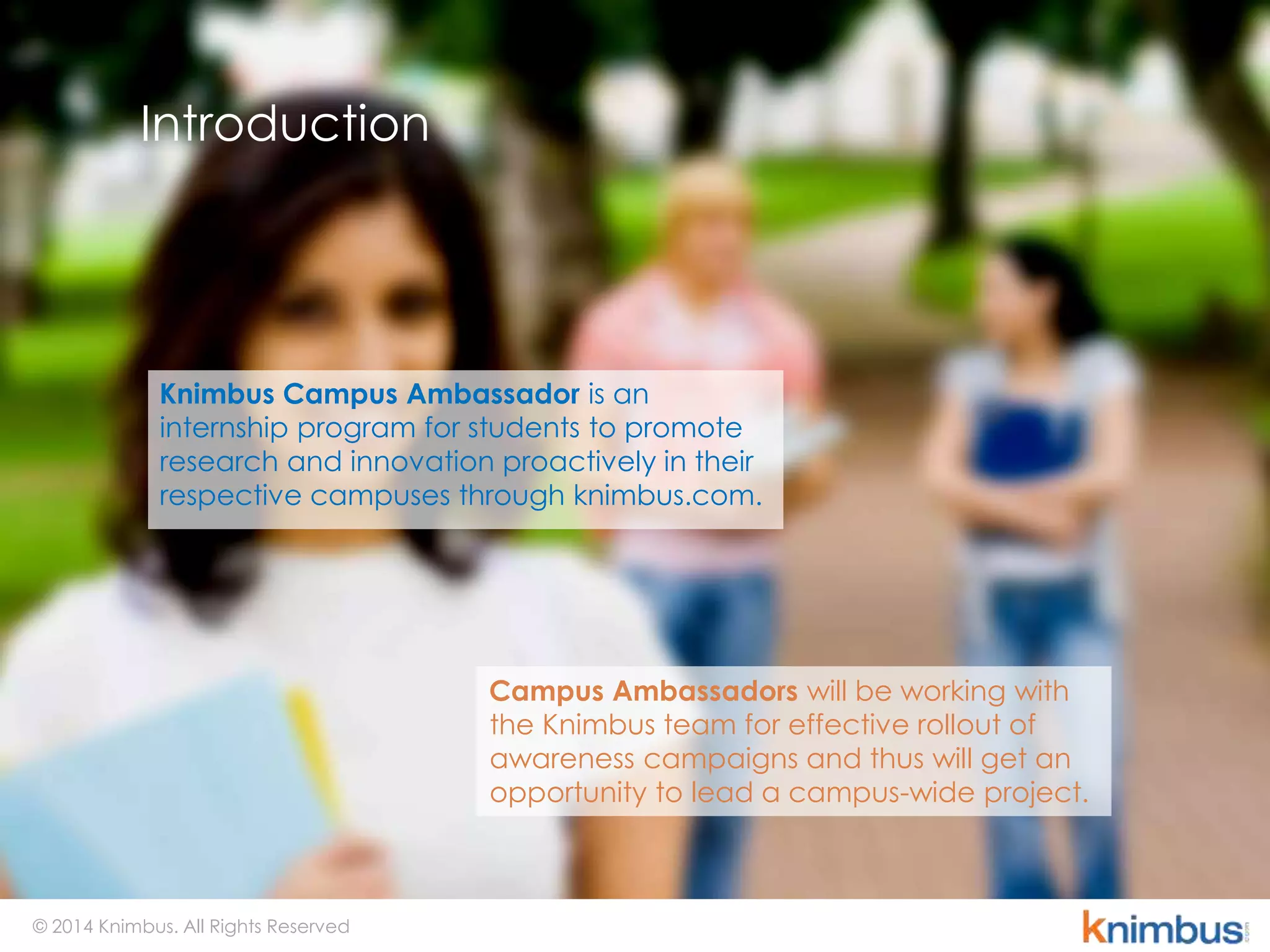 Knimbus campus ambassador'14 | PPTX | College Education | Education