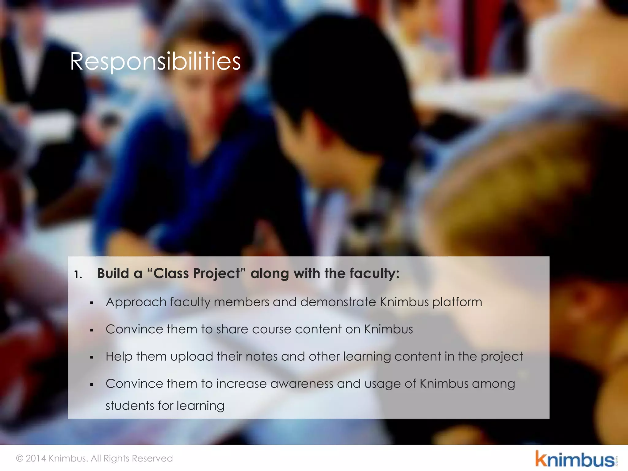 Knimbus campus ambassador'14 | PPTX | College Education | Education