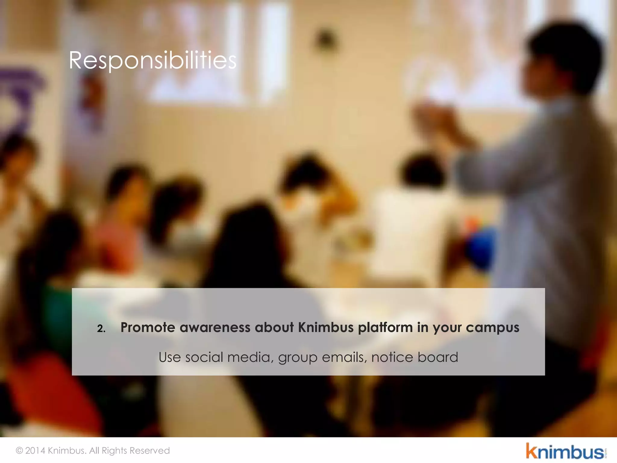 Knimbus campus ambassador'14 | PPTX | College Education | Education