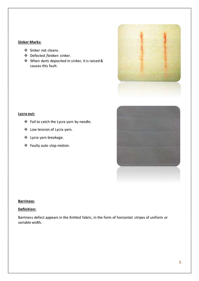 Knit and sewing defects | DOCX | Needlework | Arts and Crafts