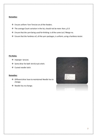 Knit and sewing defects | DOCX