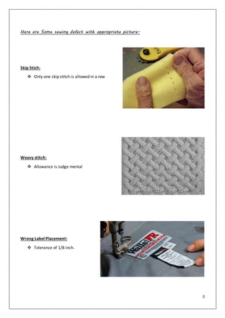 Knit and sewing defects | DOCX