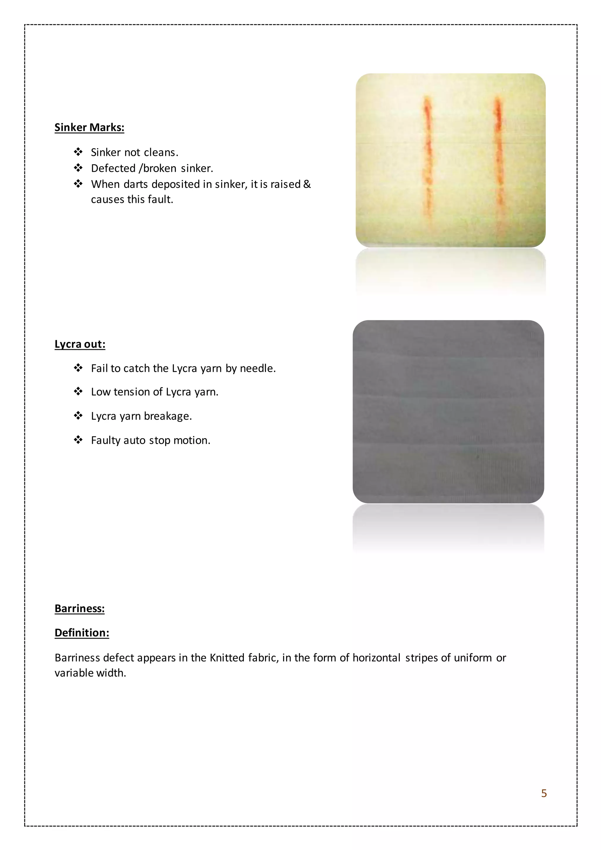 Knit and sewing defects | DOCX