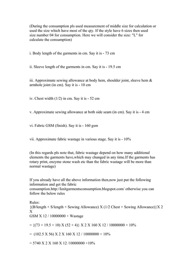 Knit garment costing | DOC | Needlework | Arts and Crafts