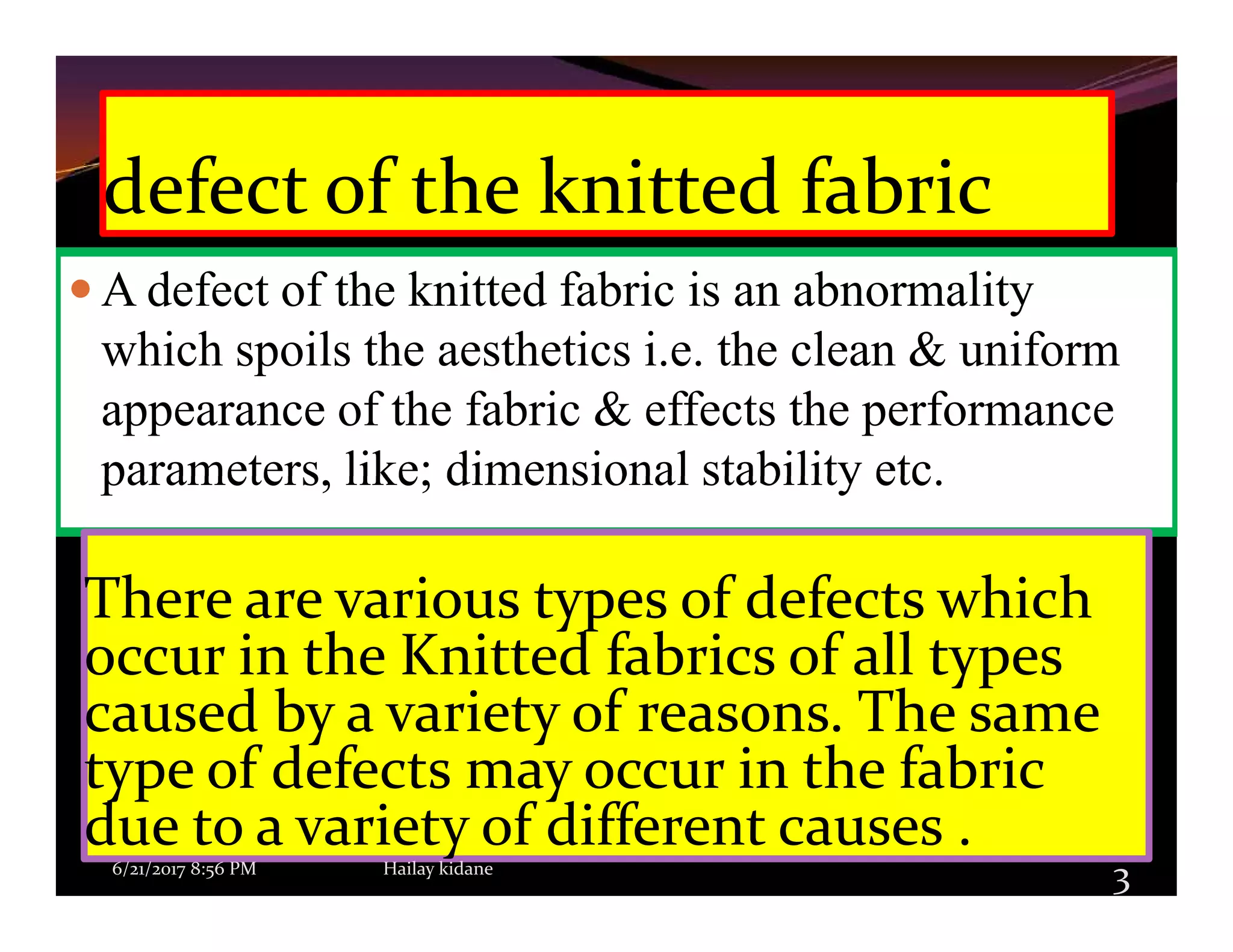 Knitted fabric defects by Hailay | PDF