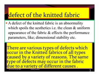 Knitted fabric defects by Hailay | PDF | Needlework | Arts and Crafts