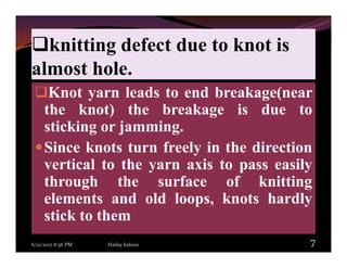 Knitted fabric defects by Hailay | PDF | Needlework | Arts and Crafts