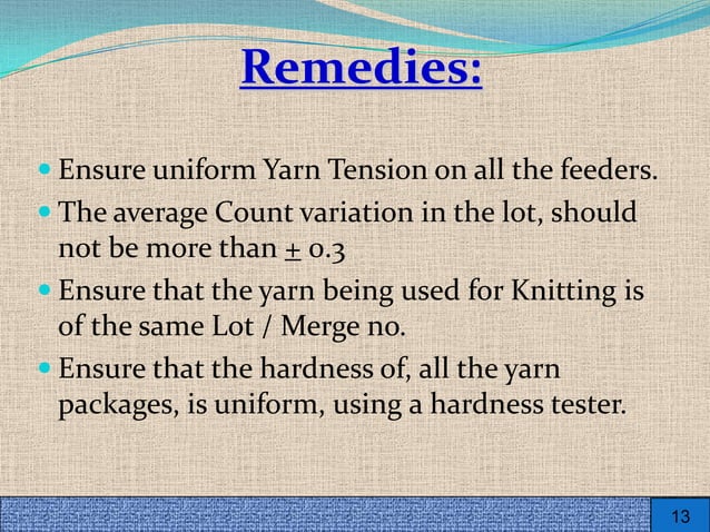 Knitted fabric faults and their remedies | PPT | Needlework | Arts and ...