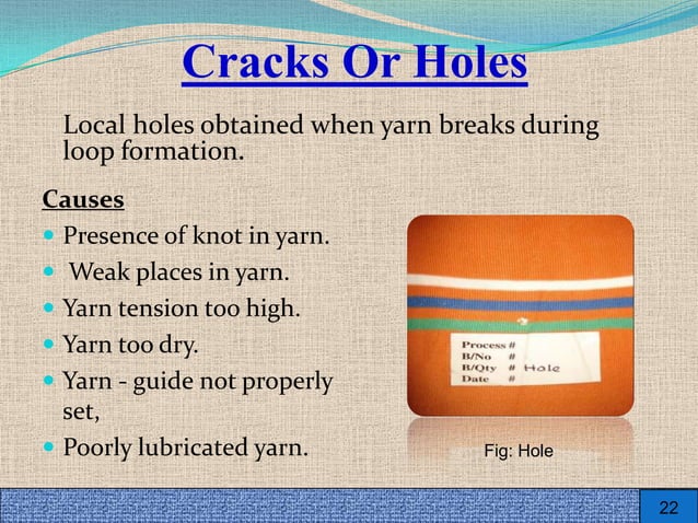 Knitted fabric faults and their remedies | PPT | Needlework | Arts and ...