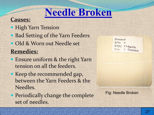 Knitted fabric faults and their remedies | PPT | Needlework | Arts and ...