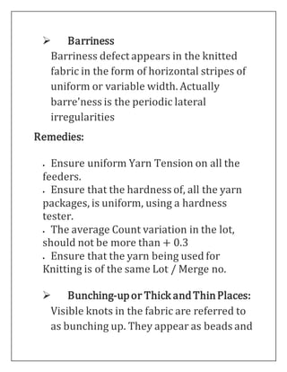 Knitting and knit wear design-fabric defcts | DOCX | Needlework | Arts ...