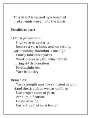 Knitting and knit wear design-fabric defcts | DOCX | Needlework | Arts ...