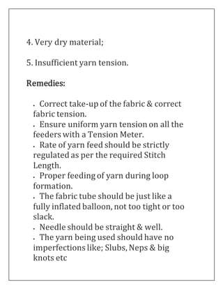 Knitting and knit wear design-fabric defcts | DOCX | Needlework | Arts ...