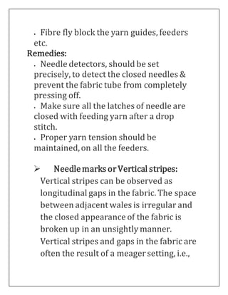 Knitting and knit wear design-fabric defcts | DOCX | Needlework | Arts ...