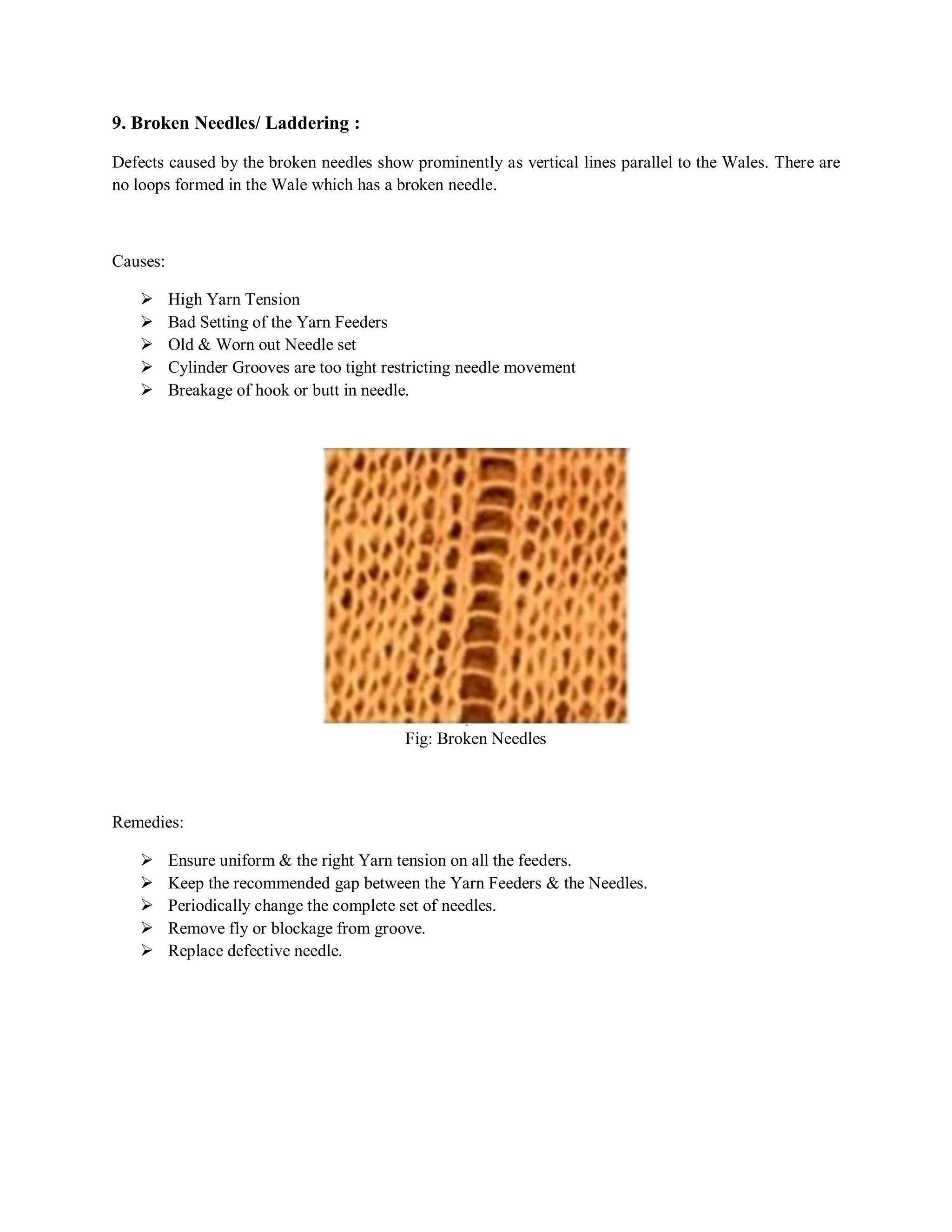 Study on Different Types of Knitting Faults, Causes and Remedies of ...