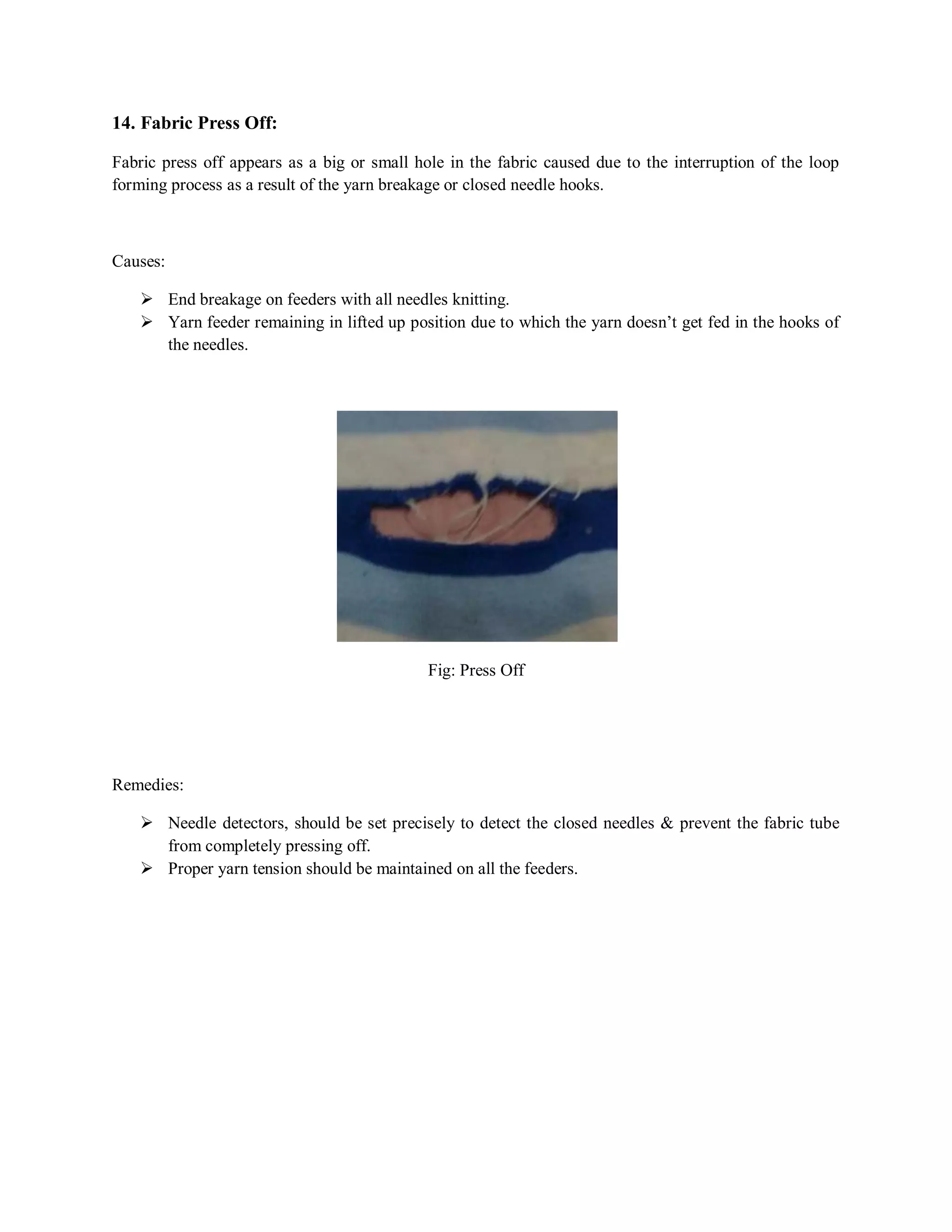 Study on Different Types of Knitting Faults, Causes and Remedies of ...