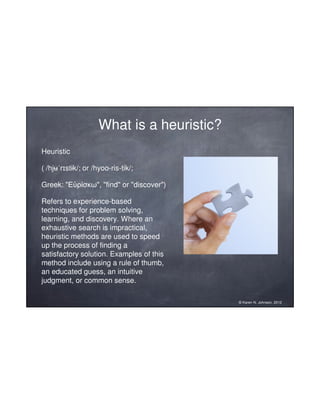 Karen N. Johnson - software testing heuristics & mnemonics | PDF