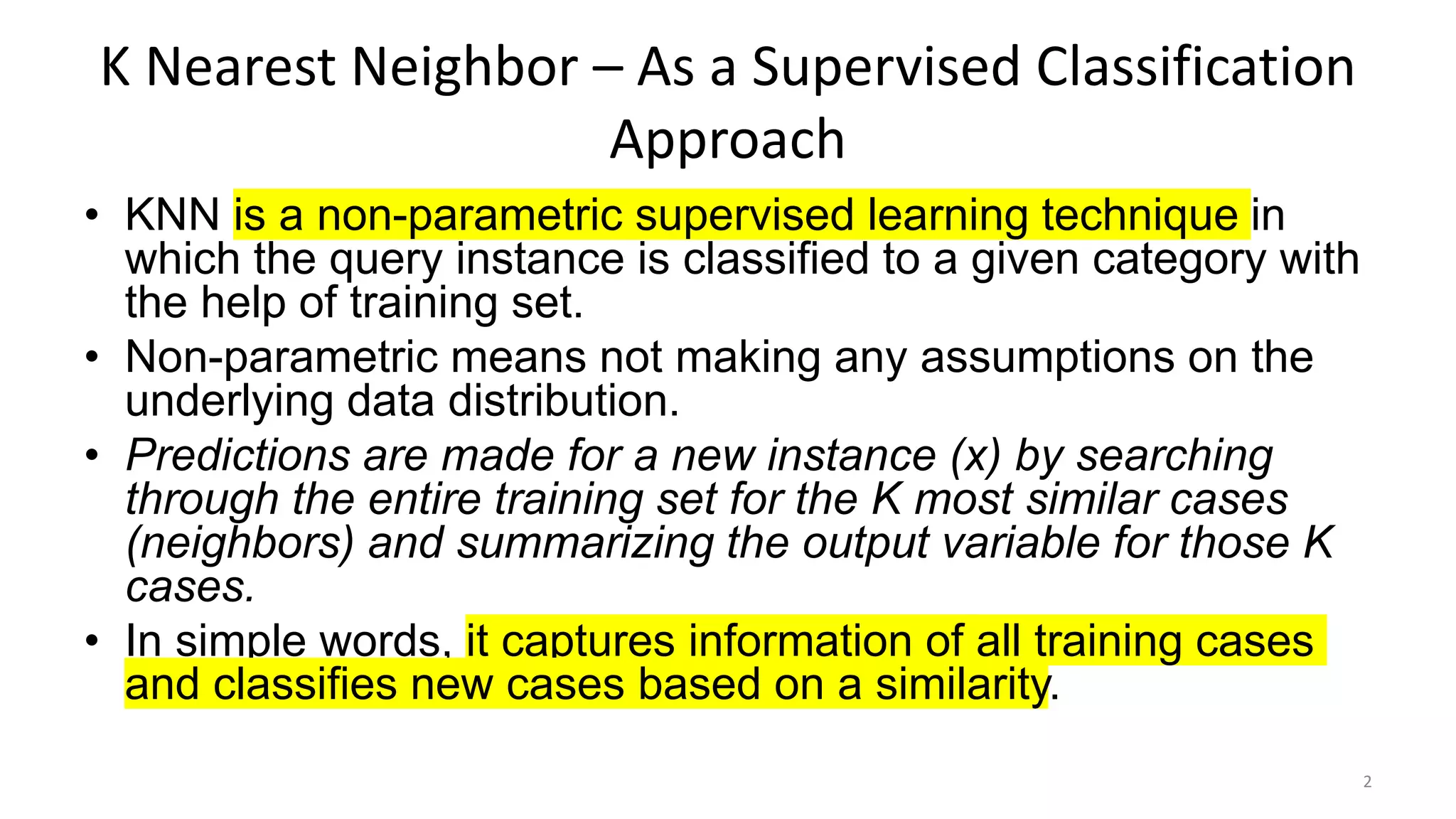 K- Nearest Neighbor Approach | PPT