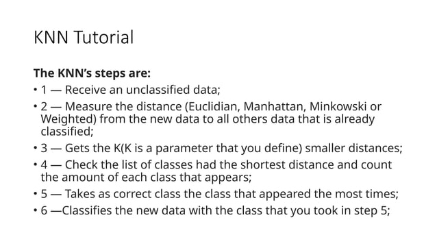 KNN Tutorial (K-nearest neighbor) - Machine Learning | PPTX