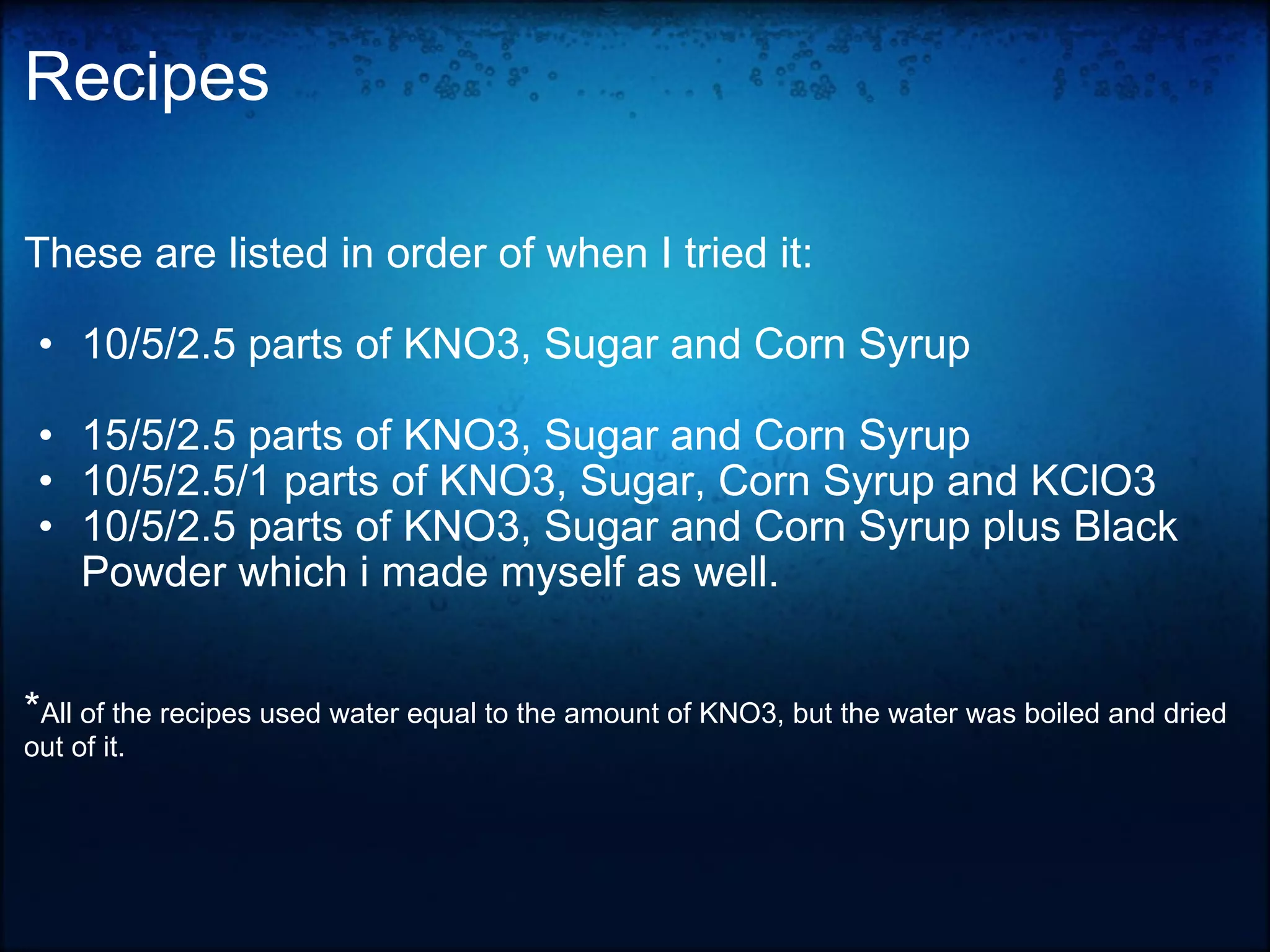 Kno3 rocket | PPT | Cooking | Food & Drink