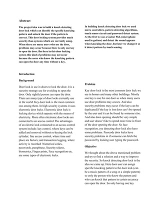 Knock detecting door lock research paper | PDF