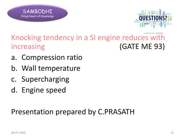 Knocking in si & ci engine | PPTX