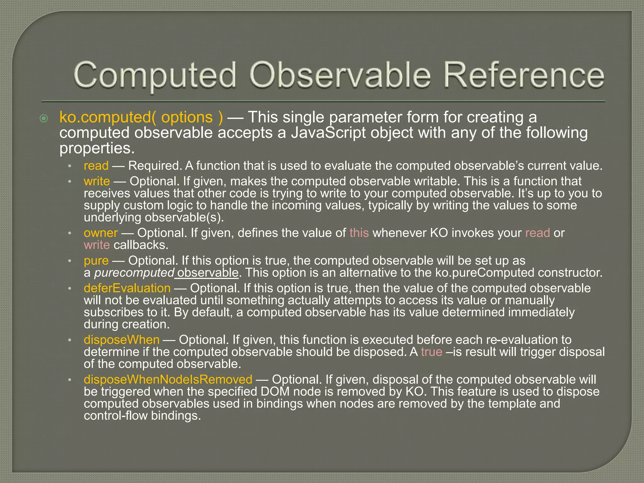 Knockoutjs Part 3 Computed Observables | PPTX