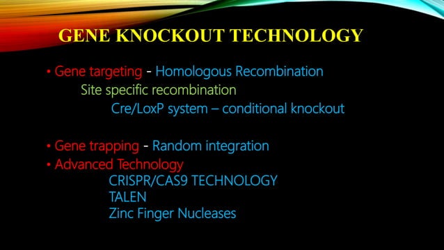 Knock out mice production and its applications | PPTX | Genetics | Science