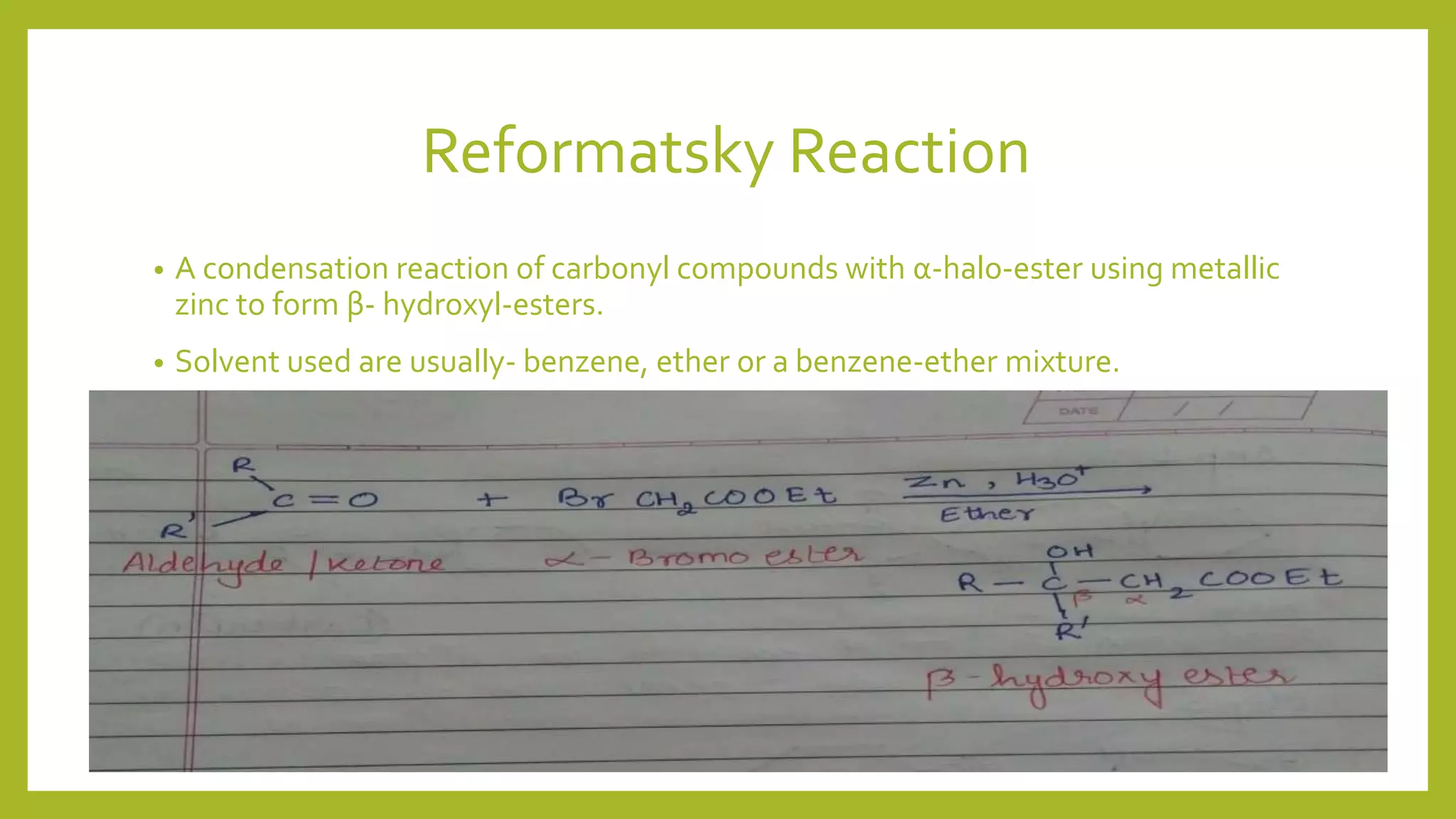 Knoevenagel and reformatsky reaction | PPTX