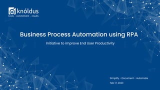 Business Process Automation A Productivity Lever | PDF