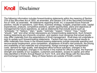 Q2 2009 Earning Report of Knoll Inc. | PPT