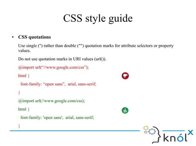HTML5, CSS, JavaScript Style guide and coding conventions | PPT