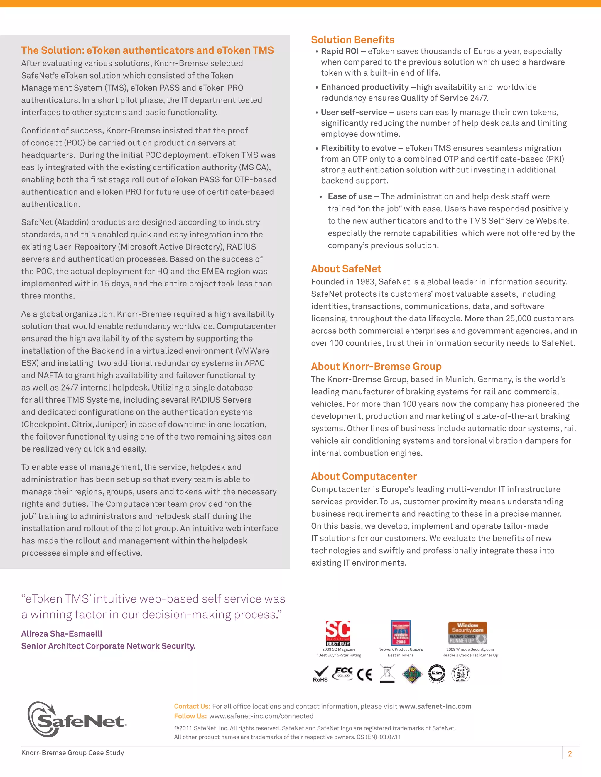 Knorr-Bremse Group Strong Authentication Case Study | PDF