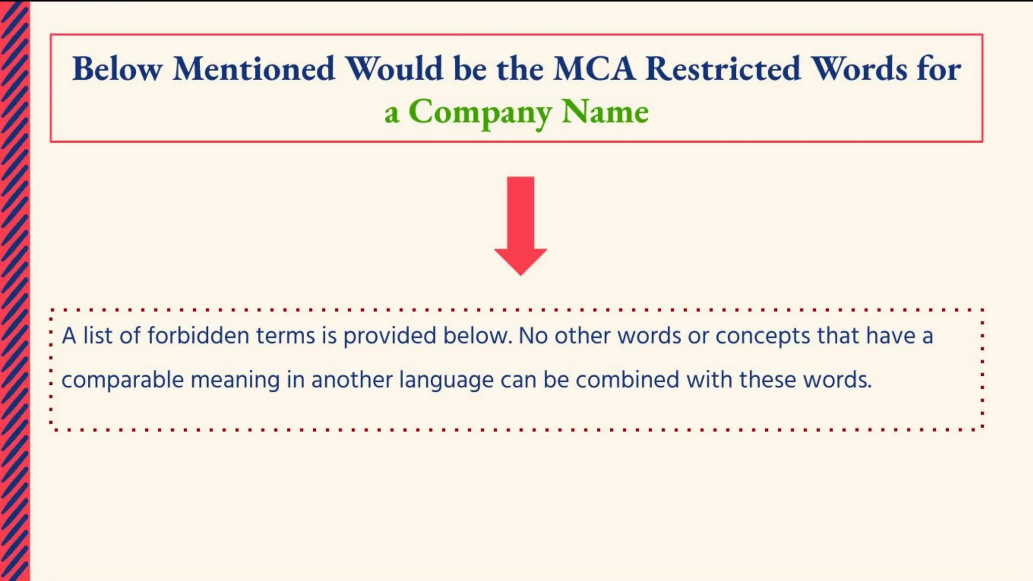 Guide from MCA for Exploring Restricted Words for Company Names | PPT