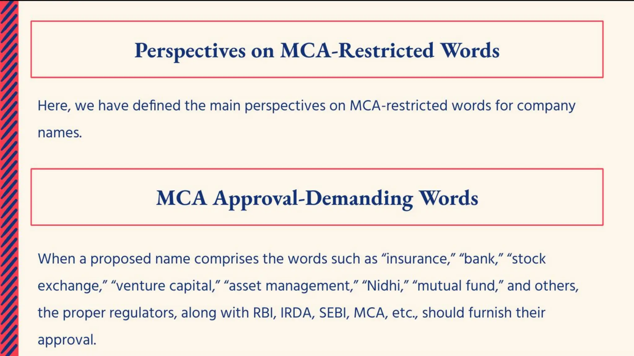 Guide from MCA for Exploring Restricted Words for Company Names | PPT