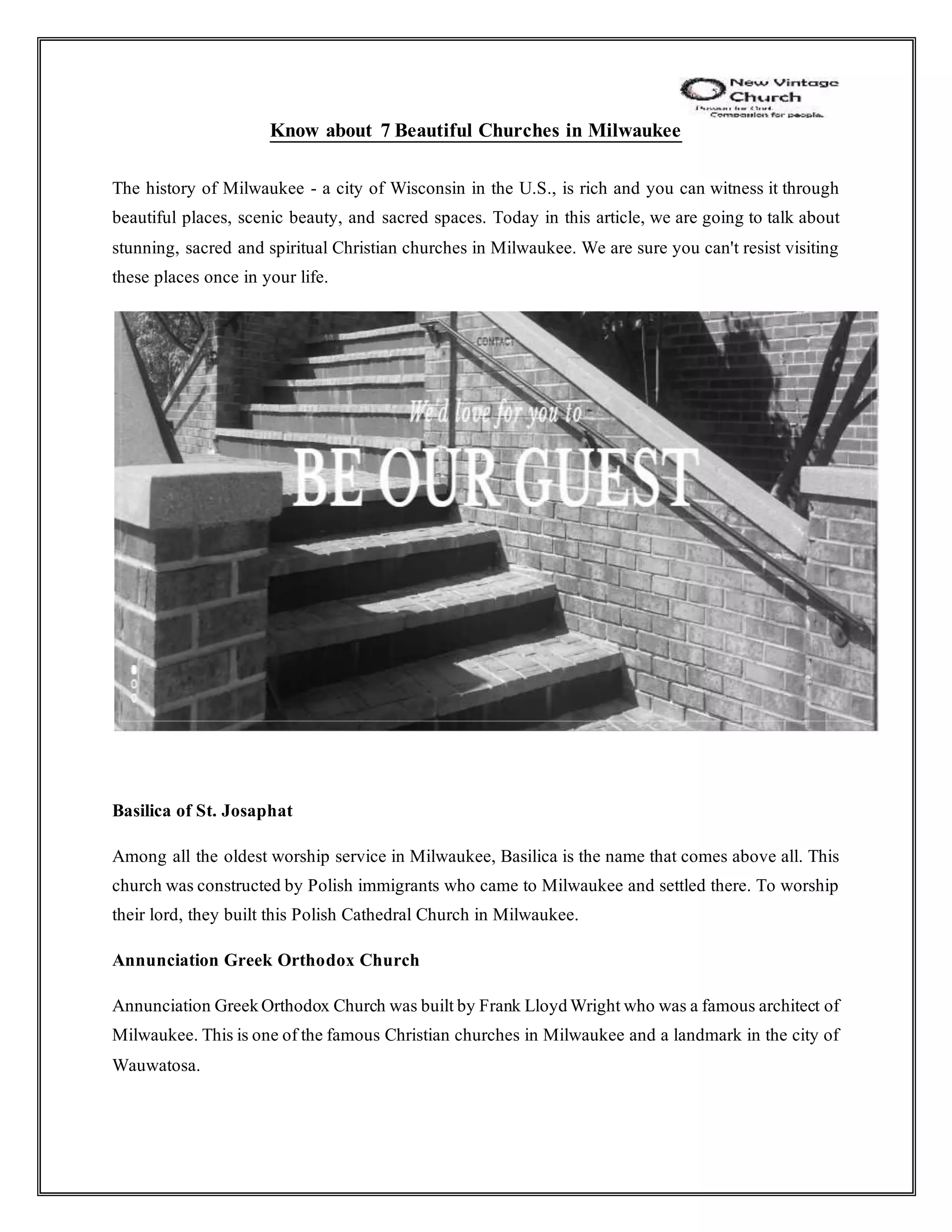 Know about 7 beautiful churches in milwaukee | DOCX