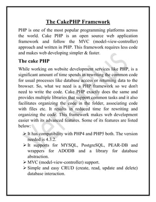 Know about cake php framework with vertexplus | PDF