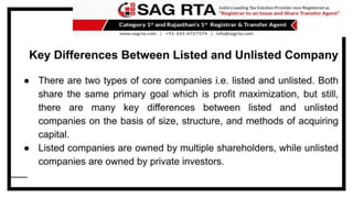 Understand About Difference Between Listed and Unlisted Company | PDF