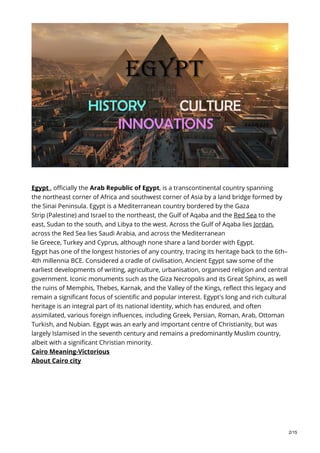 Know about egypt cairo | PDF