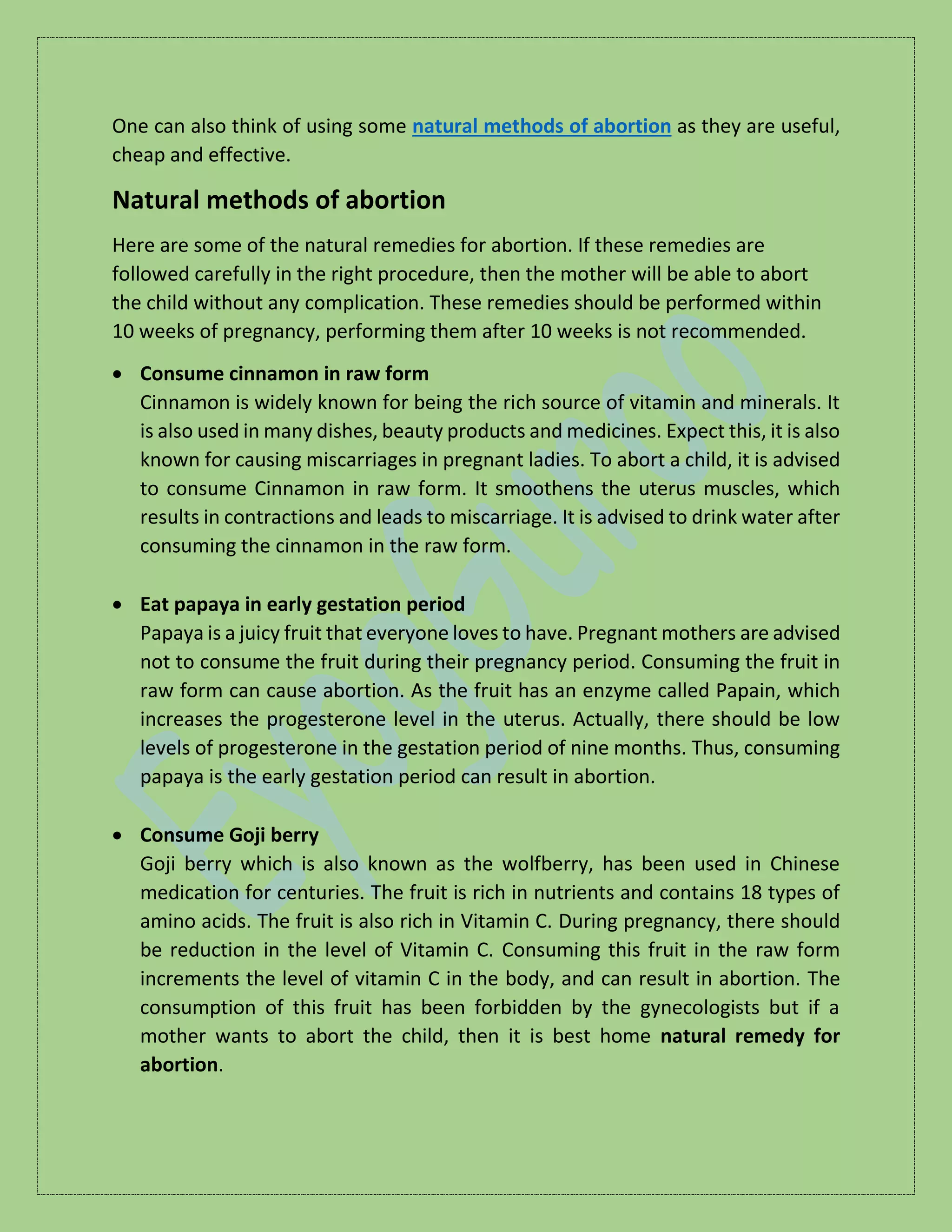 Know about natural methods for abortion | PDF
