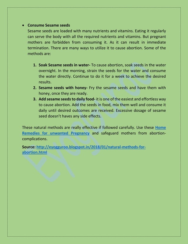 Know about natural methods for abortion | PDF