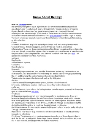 Know About Red Eye.pdf | Eye and Vision Conditions | Diseases and ...